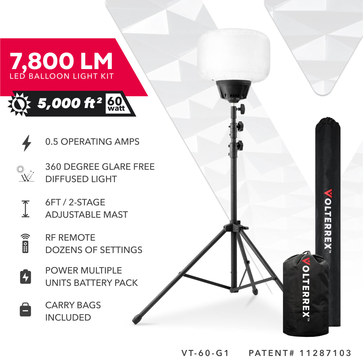 7,800 Lumens LED Balloon Light Kit – Volterrex - LED Balloon Lighting