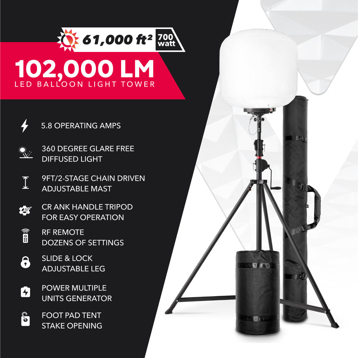 102,000 Lumens LED Balloon Light Tower – Volterrex - LED Balloon Lighting